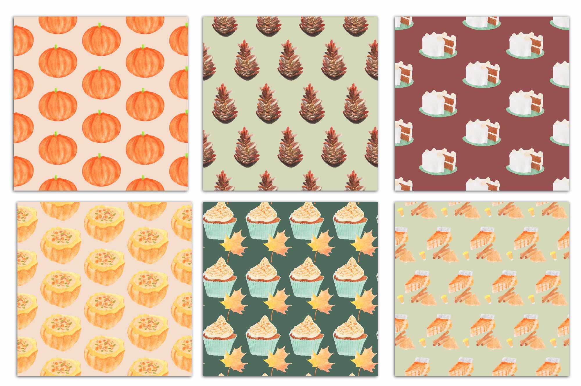 Watercolor Hand Drawn Pumpkin Spice Digital Paper, Made by Fantasy ...