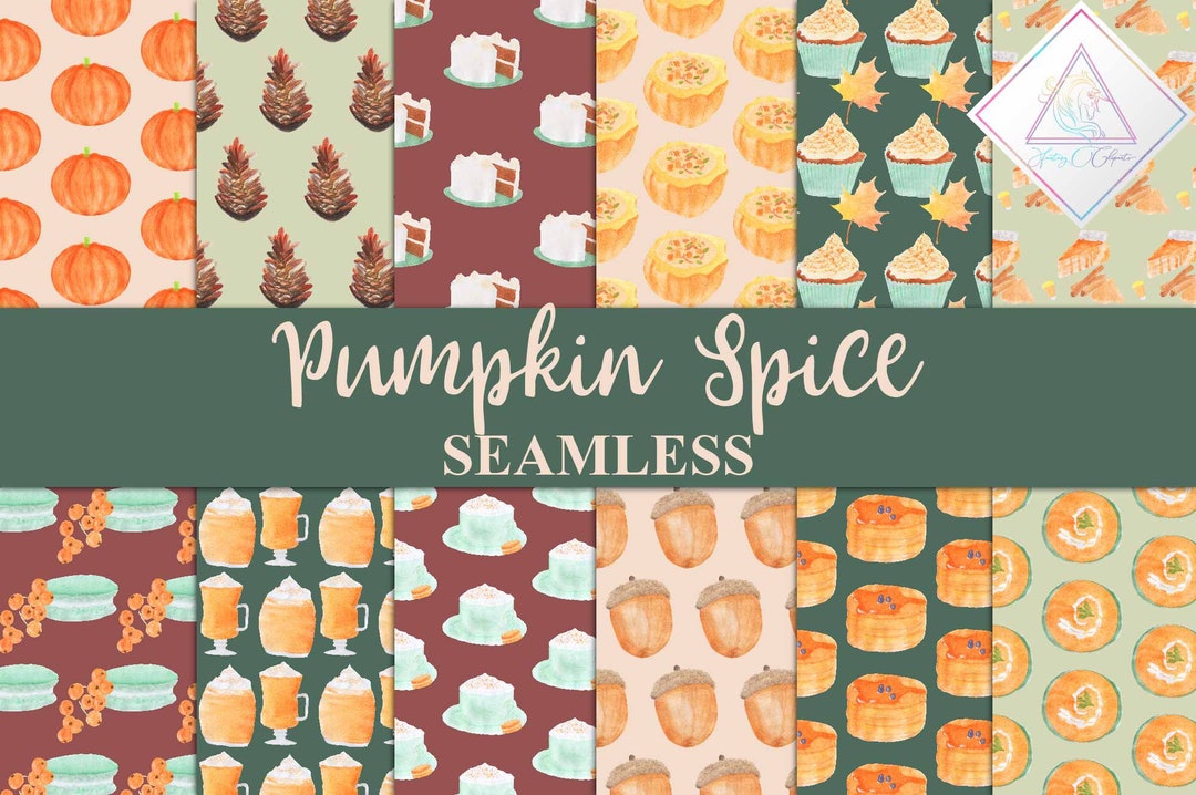 Watercolor Hand Drawn Pumpkin Spice Digital Paper, Made by Fantasy ...