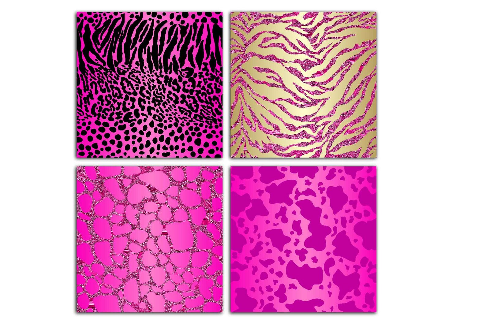 Hot Pink Glitter Safari Animal Print Digital Paper Magenta - Etsy