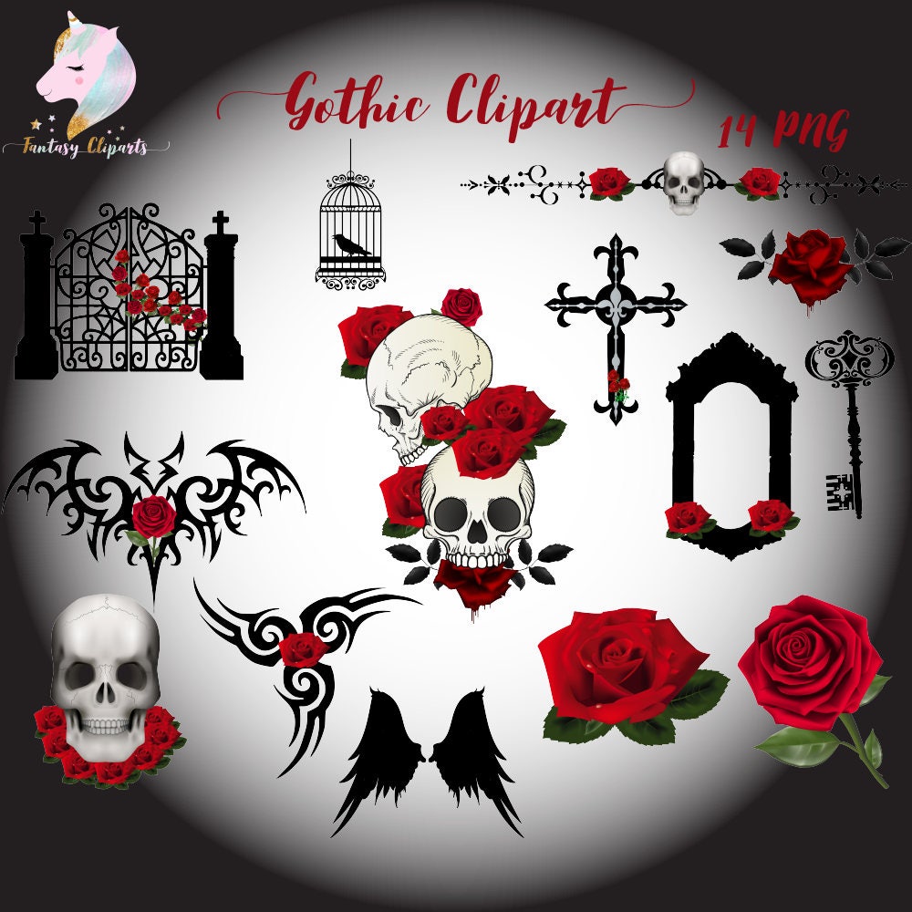 Gothic clipart set gothic halloween gothic victorian art | Etsy