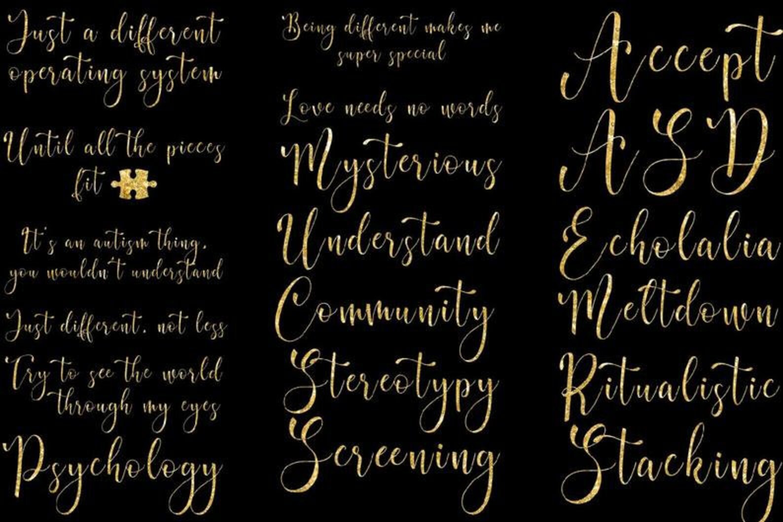 Autism Word Art Autistic Clipart Png Autism Spectrum Mental - Etsy