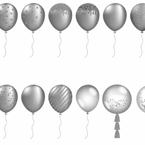 Silver Balloons, Balloon Clipart, Baby Shower Party, Transparent Png ...