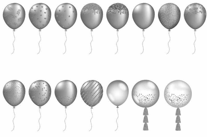 Silver Balloons Balloon Clipart Baby Shower Party - Etsy