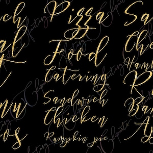 Gold Glitter Food Word Art in Png Format, Golden Lettering Clipart ...