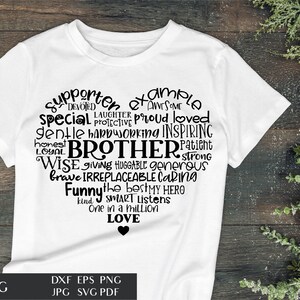 Brother Heart Shaped Word Art Typography Heart Father's Day Christmas ...