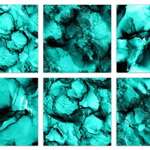 Turquoise Textures, Aqua Alcohol Ink, Digital Paper, Seamless Patterns ...