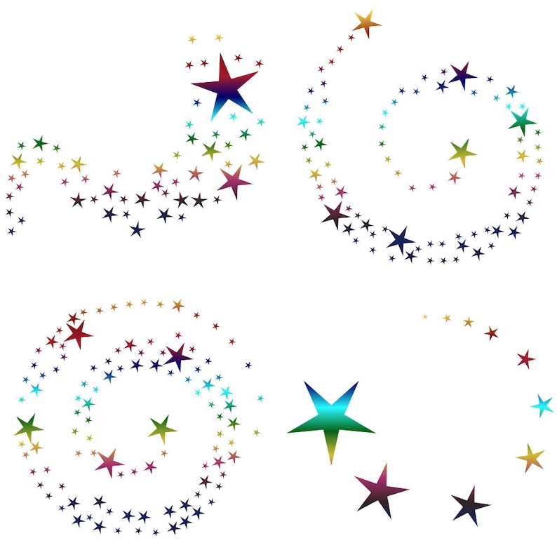Star Swirls Clipart Swirling Stars Rainbow Stars Stars Clip - Etsy