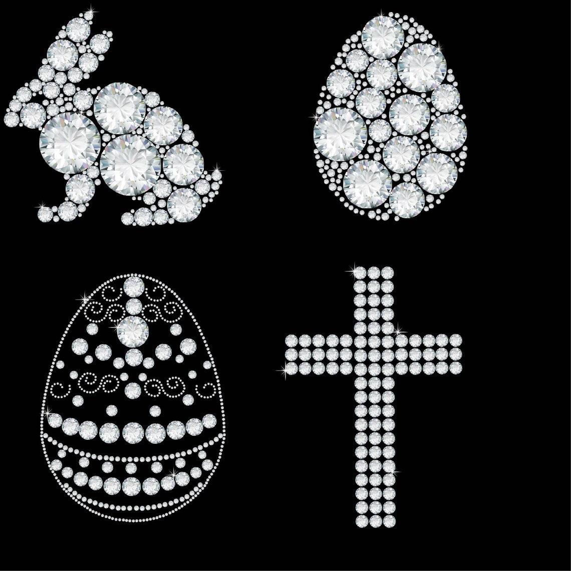 Easter Diamond Diamond Cross Easter Clipart Bunny Graphics | Etsy