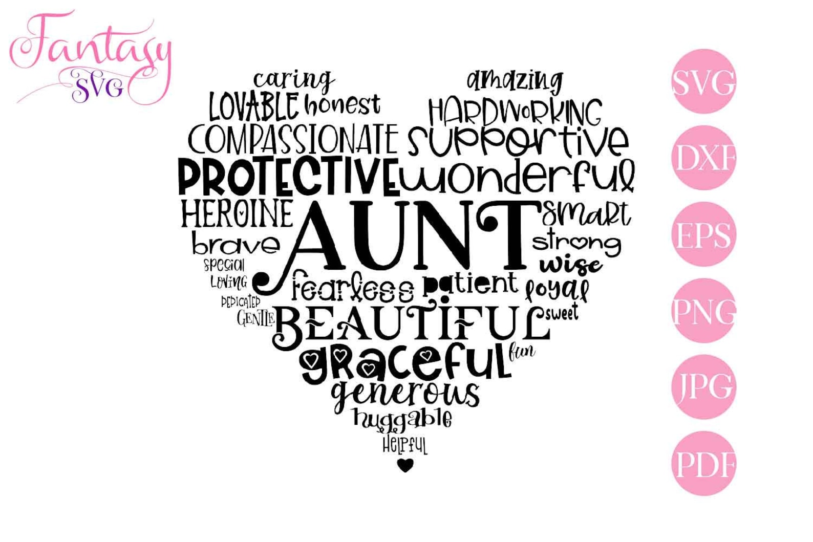 Aunt word art family day svg cut file cricut auntie heart | Etsy