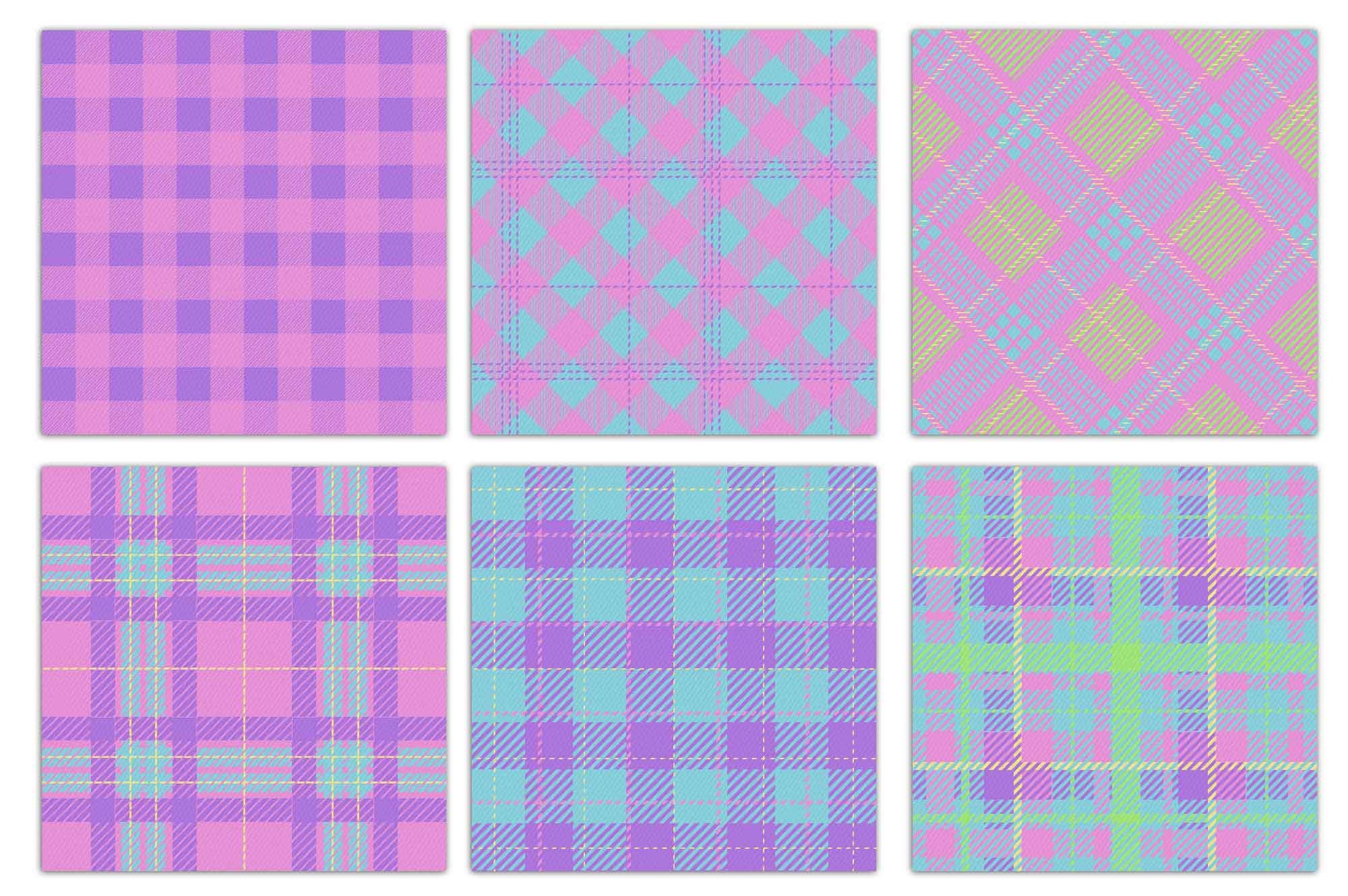 Unicorn Plaid Digital Paper Seamless Patterns Blue Purple - Etsy