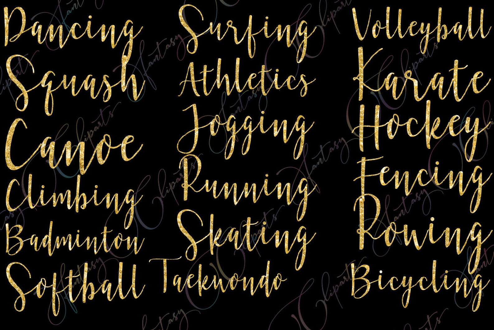 Sport Word Art in Png Color is Gold Glitter Perfect for - Etsy