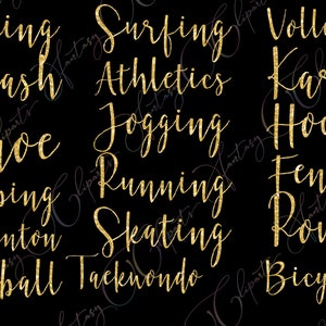 Sport Word Art in Png, Color is Gold Glitter Perfect for Planner ...