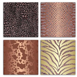 Copper Glitter Safari Animal Print Digital Paper Bronze Cheetah ...