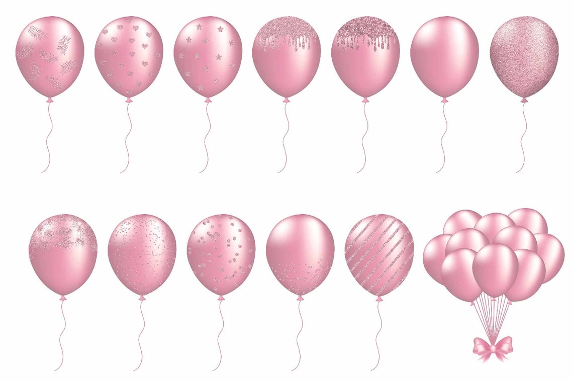 Rose Gold Balloon Balloons Bunches Bundle Clipart Party - Etsy