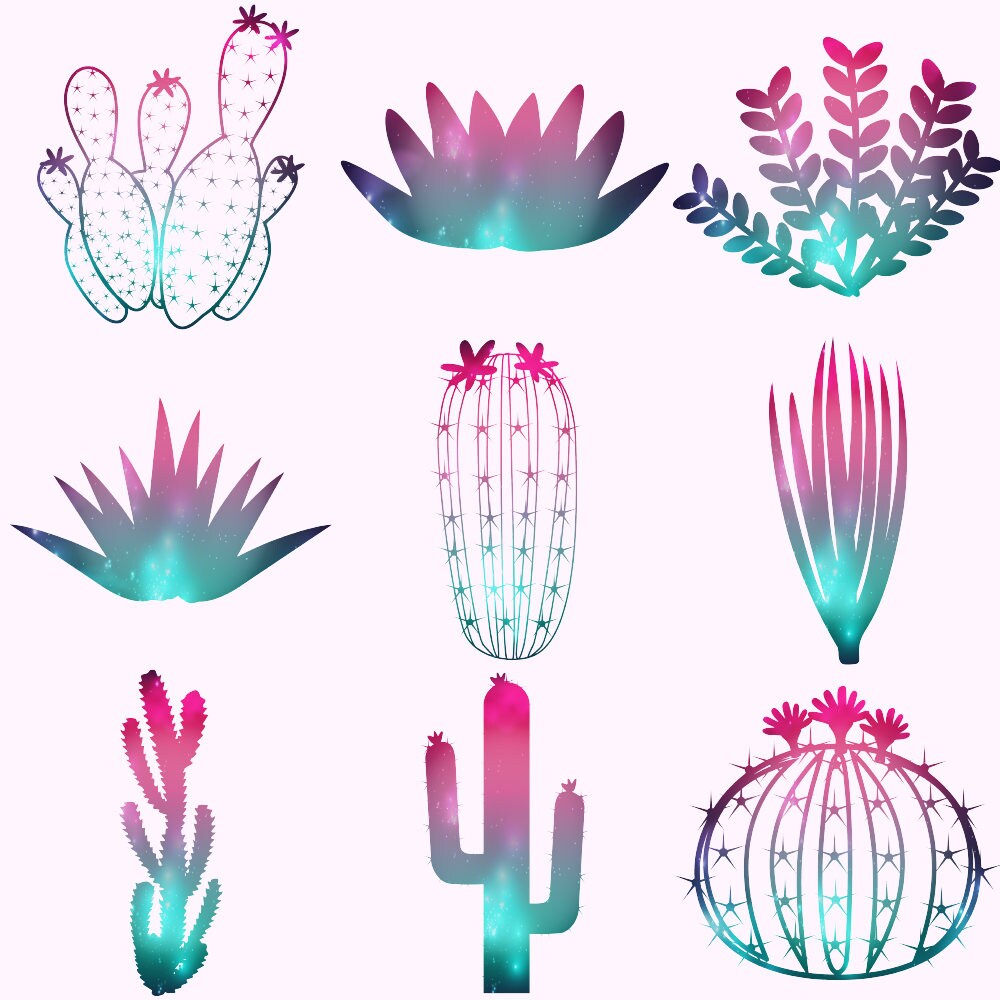 Cactus clipart succulent clip art cacti graphics gold | Etsy