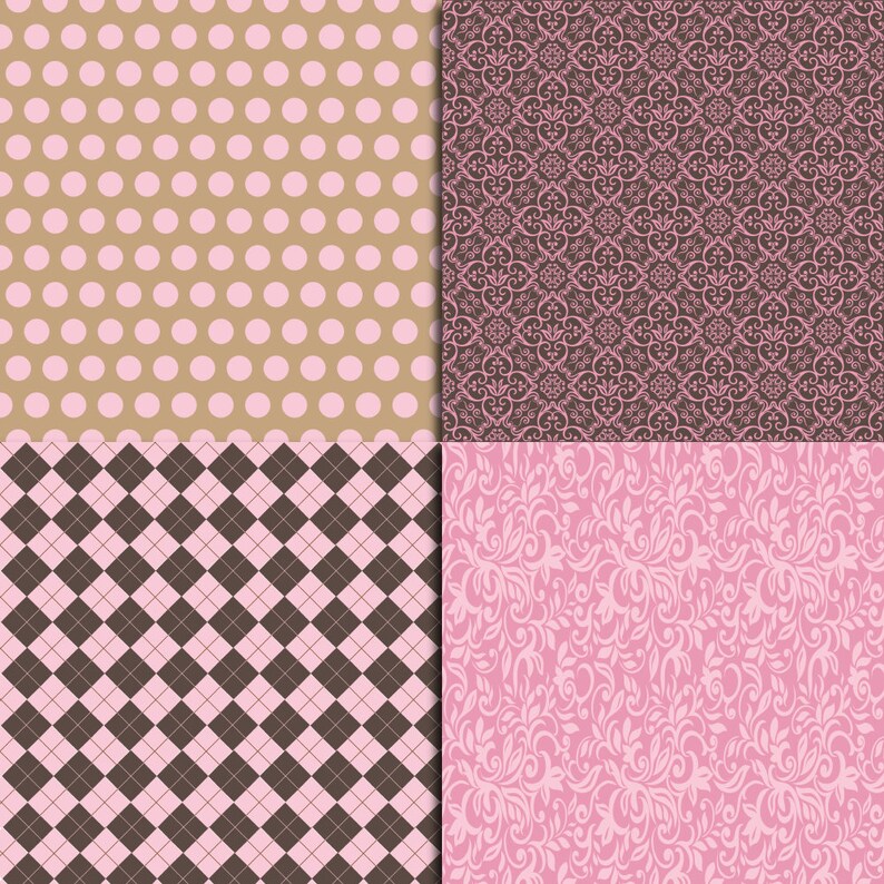 Pink and Brown Paper Digital Paper Pink Paper Pack Brown - Etsy