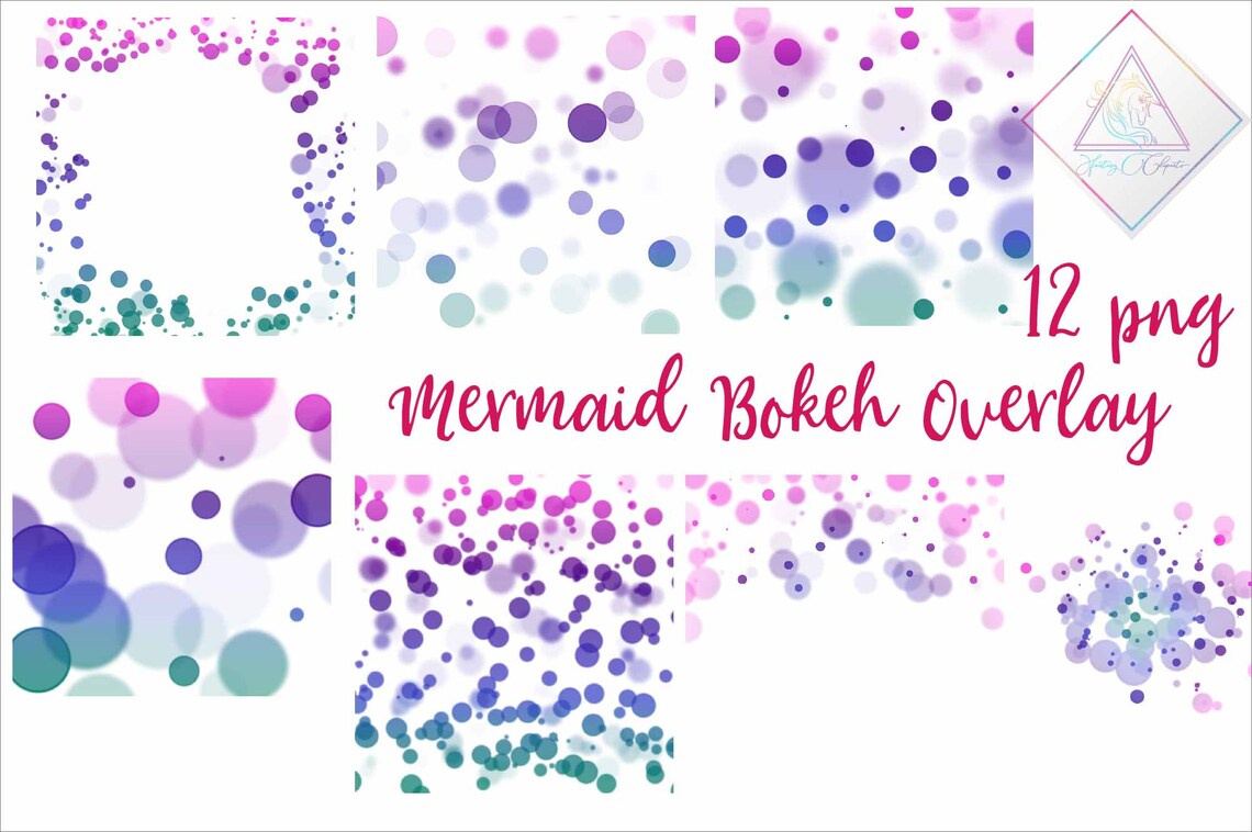 Mermaid bokeh overlay clipart purple teal pink blurry | Etsy