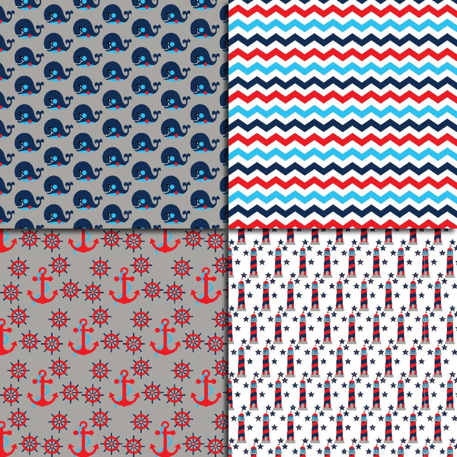 Nautical Backgrounds Blue Digital Paper Summer Birthday | Etsy