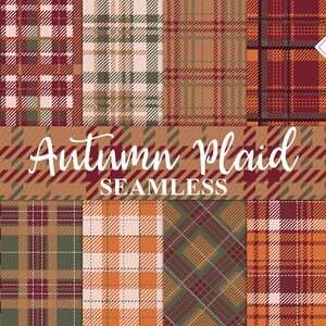 Autumn Plaid, Fall Digital Paper, Burgundy Tartan, Seamless Patterns ...