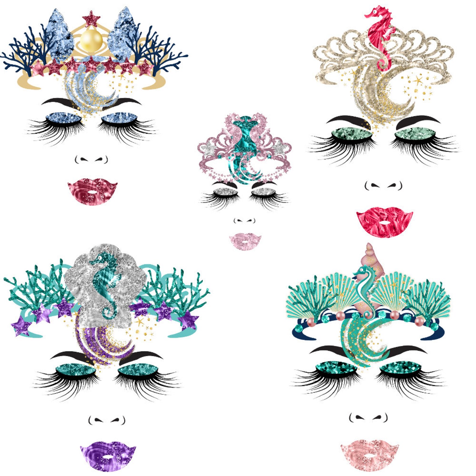 Mermaid Faces Mermaid Clipart Mermaid Clip Art Rose Gold - Etsy Canada