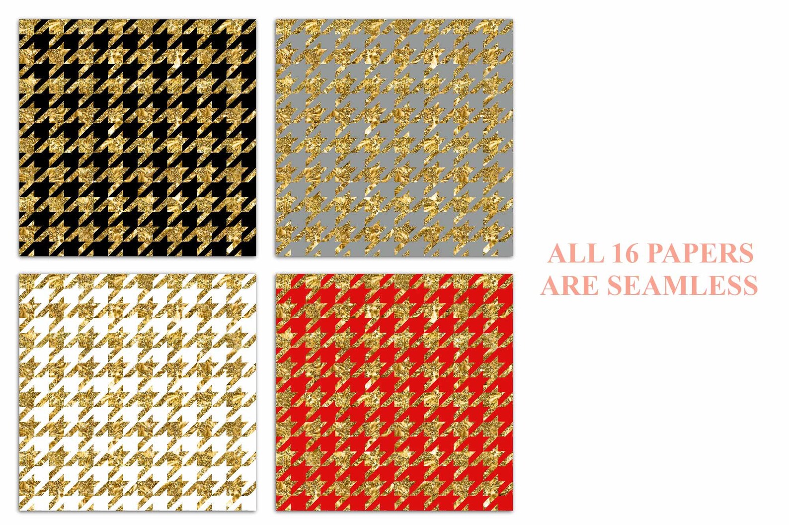 Gold Glitter Houndstooth Pattern Digital Paper Seamless | Etsy