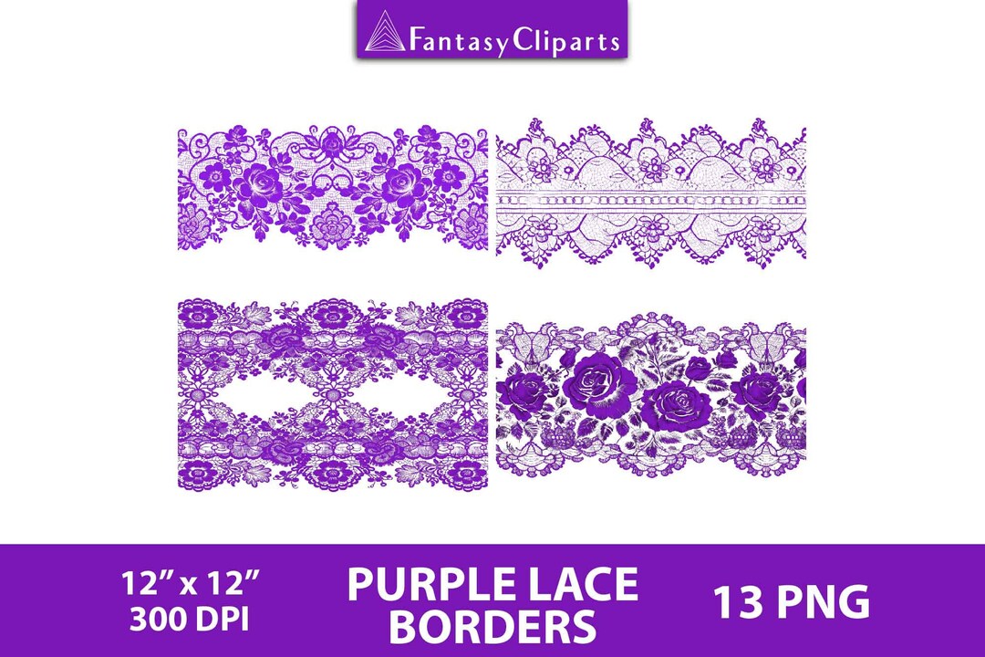 Purple Lace Borders Overlay Clipart Violet Halloween Gothic Dividers ...