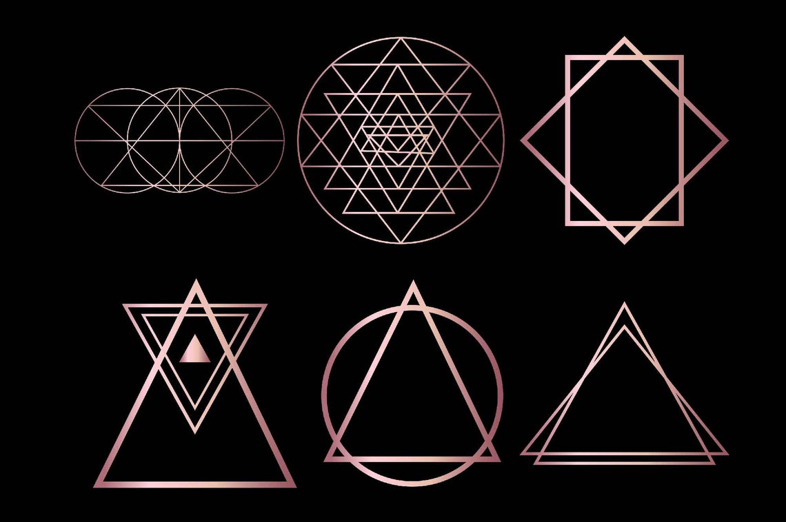 Sacred Geometry Rose Gold Clipart Golden Mandala Boho - Etsy