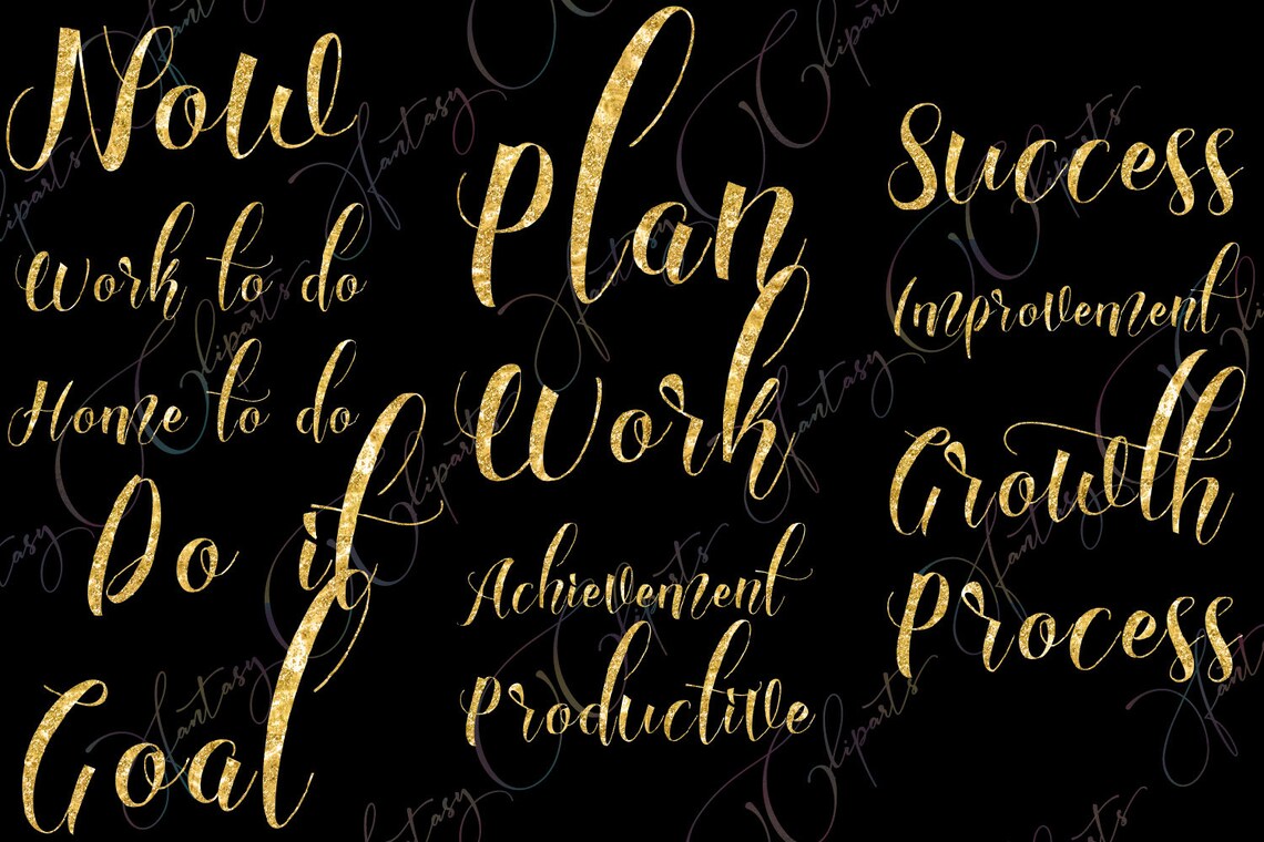 Productivity Word Art in Png Color is Gold Glitter Perfect - Etsy