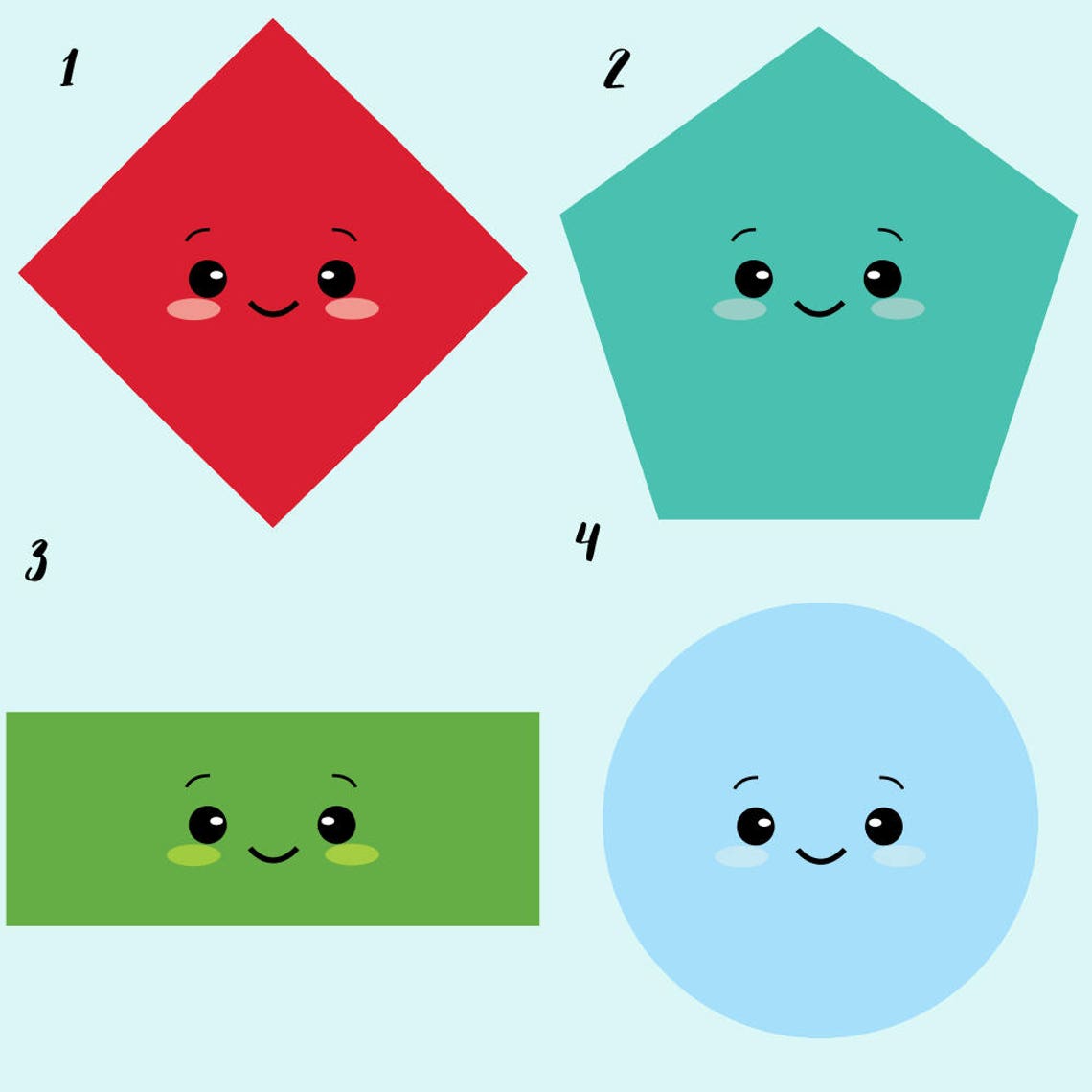 Kawaii Shapes Kawaii Clipart Shapes Clip Art Teachers | Etsy