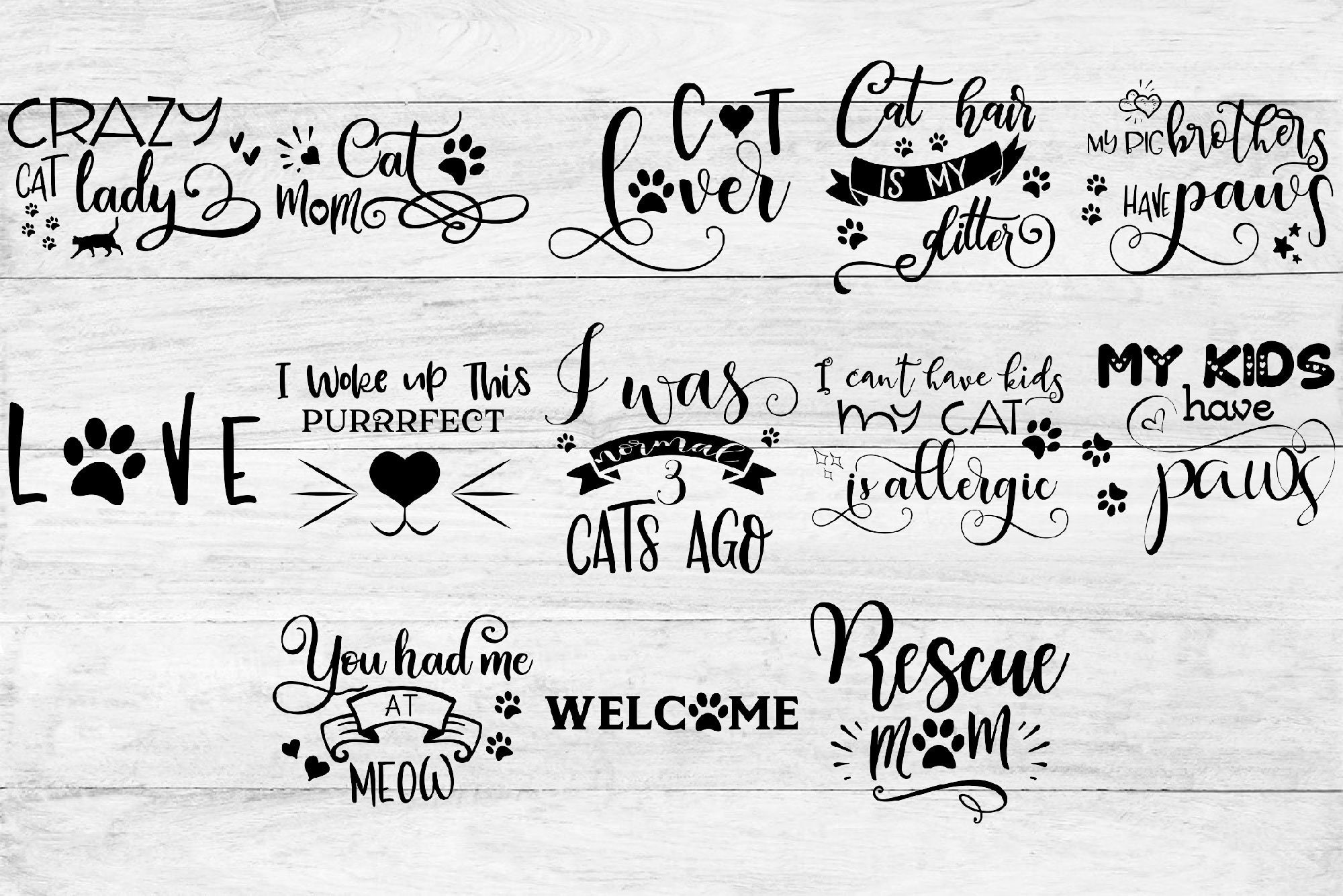 Cat Bundle SVG Cut Files for Cricut Pet Owner Quotes - Etsy