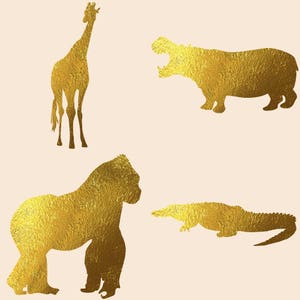 Safari Animals, Animals Clip Art, Gold Foil Clipart, Clipart ...