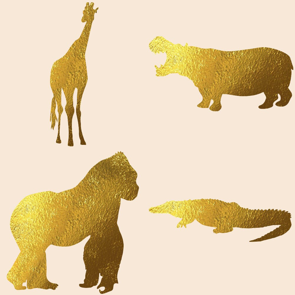 Safari Animals Animals Clip Art Gold Foil Clipart Clipart - Etsy