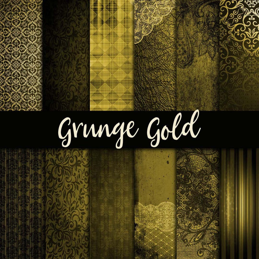 Grunge Gold, Digital Paper, Grunge Backgrouds, Gothic Textures, Black ...