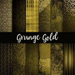 Grunge Gold, Digital Paper, Grunge Backgrouds, Gothic Textures, Black ...