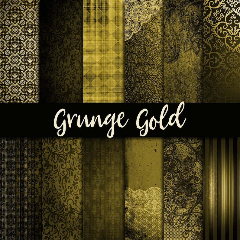 Grunge Gold Digital Paper Grunge Backgrouds Gothic - Etsy