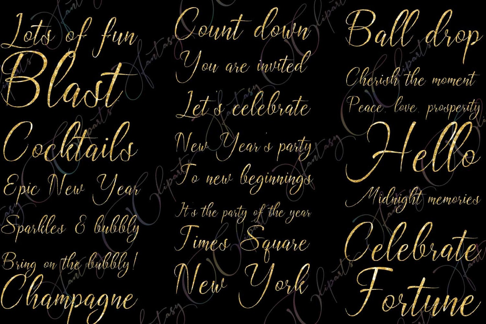 New Year Word Art Happy New Year Png New Years Eve Clipart - Etsy