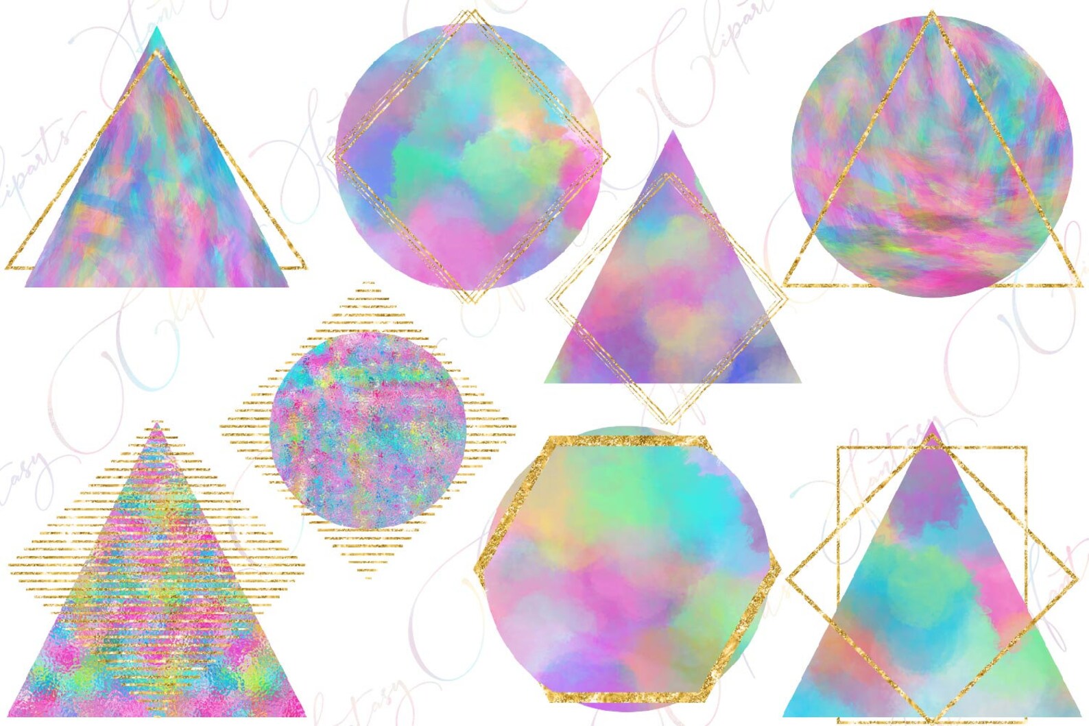 Unicorn Shapes Modern Mountains Circle Clip Art Whimsical - Etsy