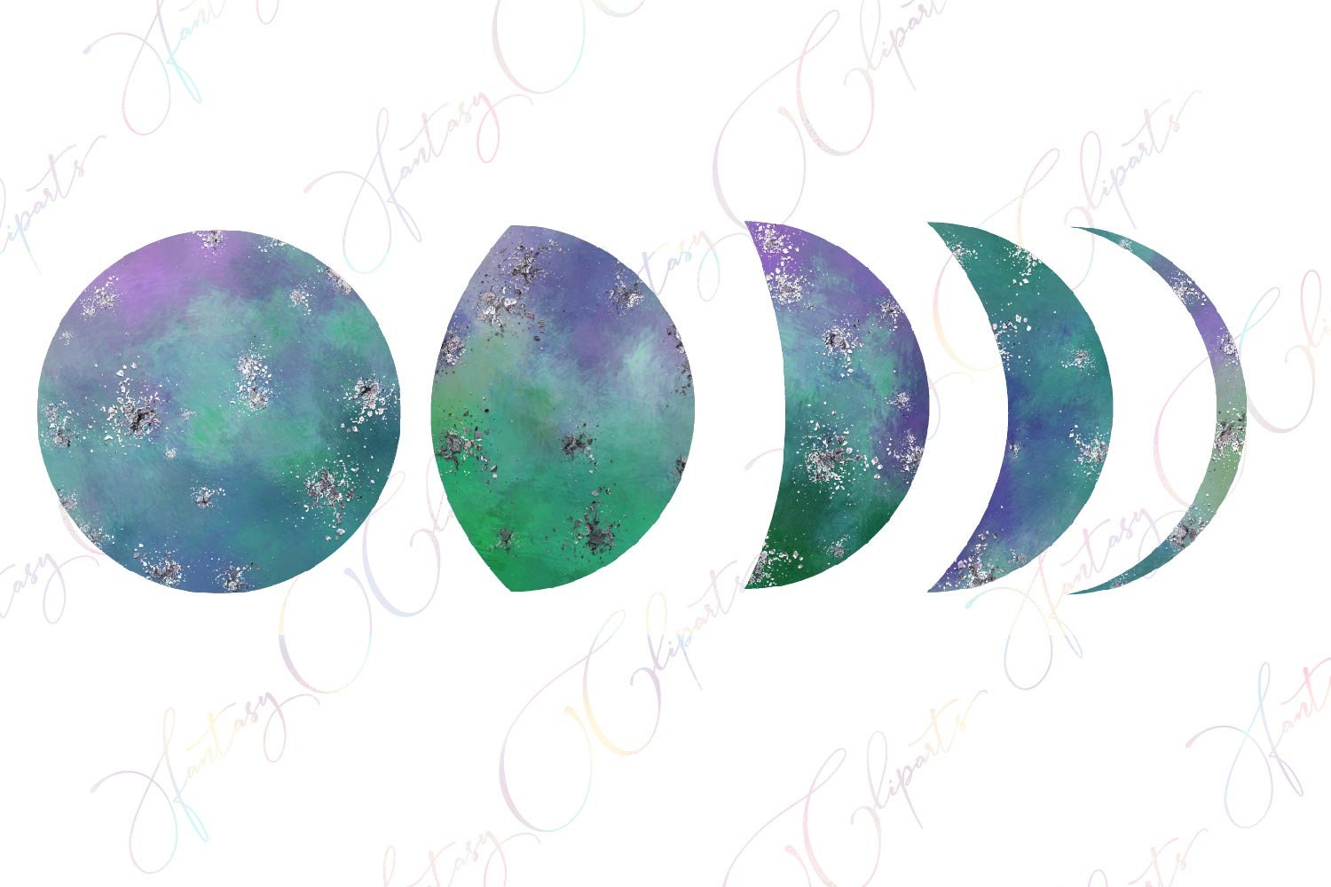 Watercolor Moon Galaxy Astronomy Moon Phases Clipart Outer - Etsy