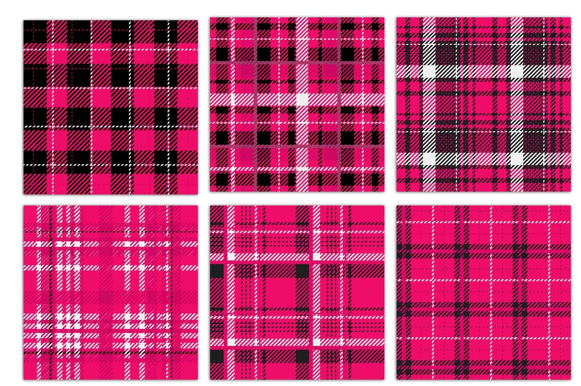Hot Pink Plaid Seamless Patterns Digital Paper Tartan - Etsy