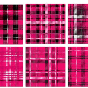 Hot Pink Plaid, Seamless Patterns, Digital Paper, Tartan Textures ...