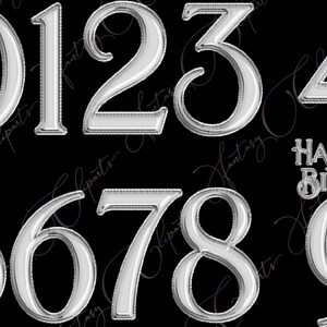 Silver Foil Balloon Numbers Clipart, Gray Mylar Letters in Png ...
