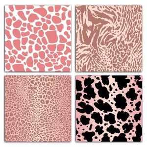 Blush Safari Animal Print Digital Paper | Rose Gold Cheetah Print ...