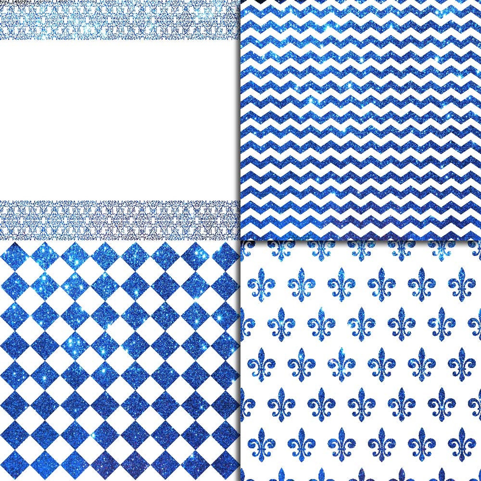 Blue Glitter Digital Paper Glitter Textures White | Etsy