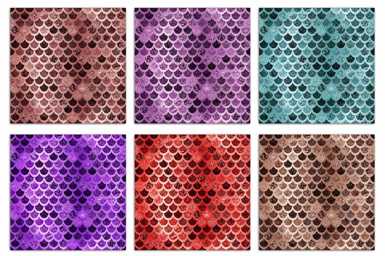 Fish Scales Mermaid Scale Digital Paper Seamless Patterns - Etsy
