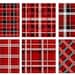 Red Plaid, Digital Paper, Seamless Patterns, Gothic Black, Gingham ...