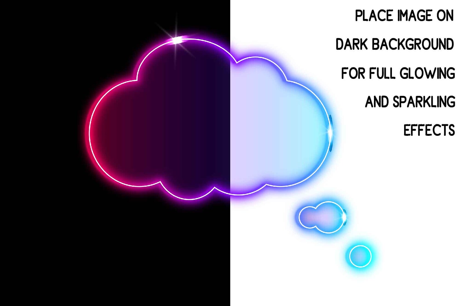 Neon Speech Bubbles Clipart PNG | Glowing Neon Text Bubble Clip Art ...
