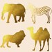 Safari Animals, Animals Clip Art, Gold Foil Clipart, Clipart ...