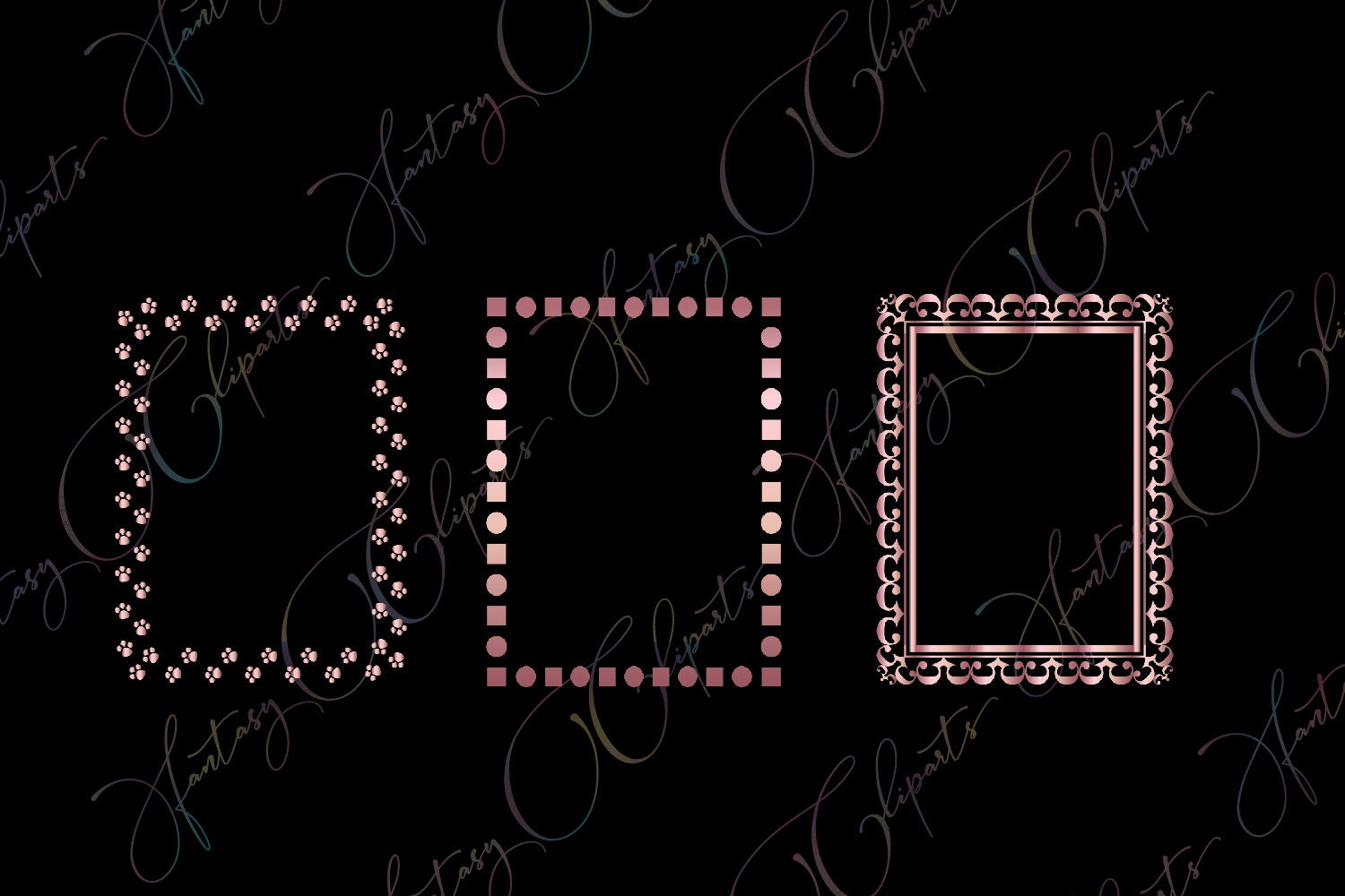 Rose Gold Frame Clipart in Art Deco Style Modern Geometric | Etsy