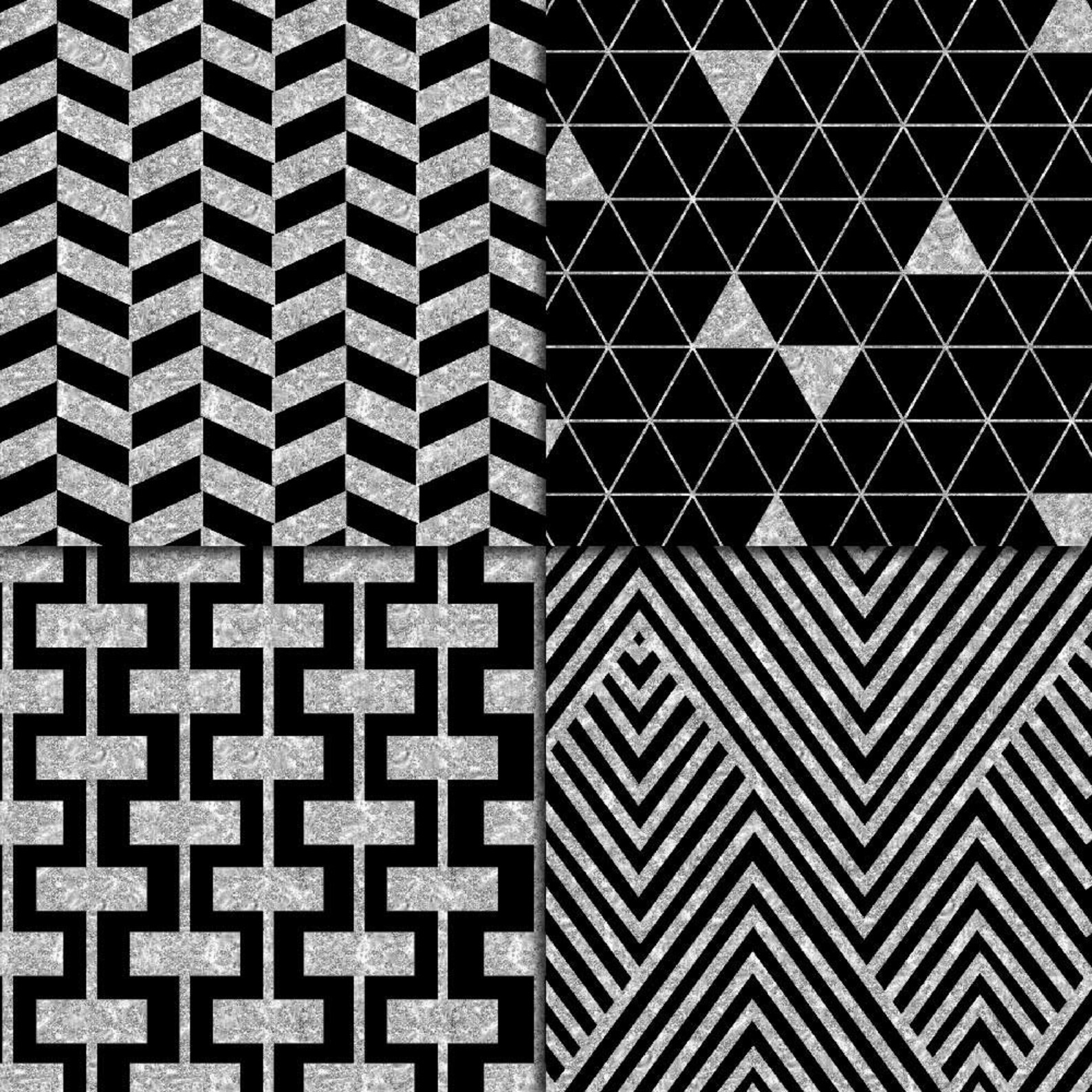 Silver Glitter Geometric Pattern Overlay Clipart in Png | Etsy