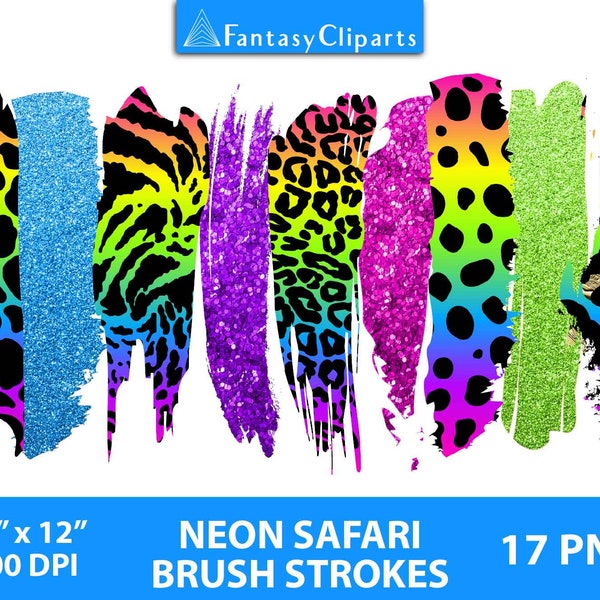 Neon Safari Clipart - Etsy